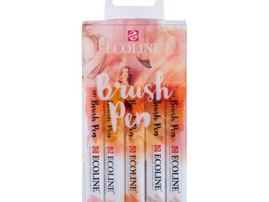 Ecoline Brushpen Set 5 Beige Pink | Waterverf Specialist - Verfze
