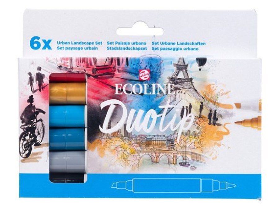 Ecoline Duotip Urban Landscape set 6 | Waterverf Specialist - Verfze