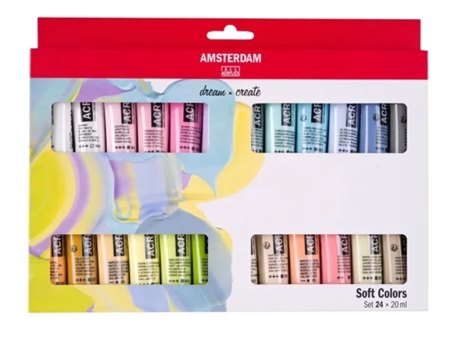 Amsterdam Acrylverf Soft Colors kleuren set | 24 x 20 mll | Talens ...